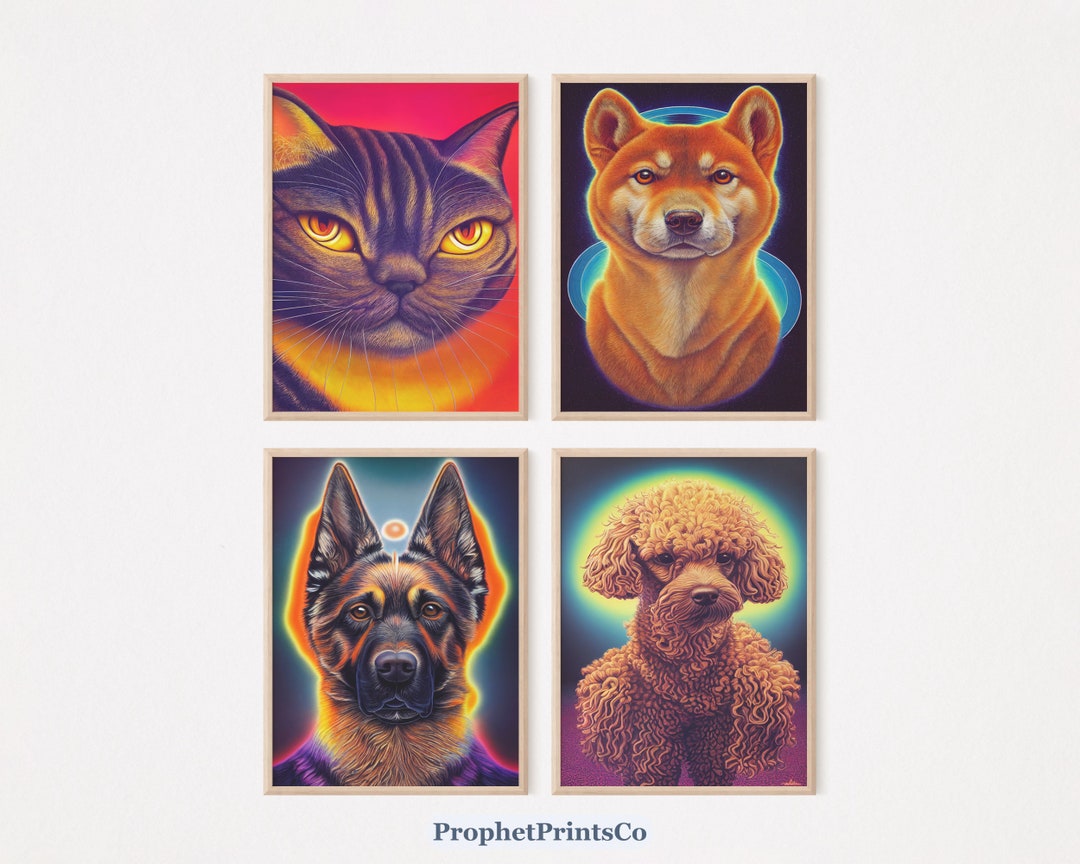 SET OF 4 Original Pet Poster Prints | Modern Wall Art | Animal & Pet ...