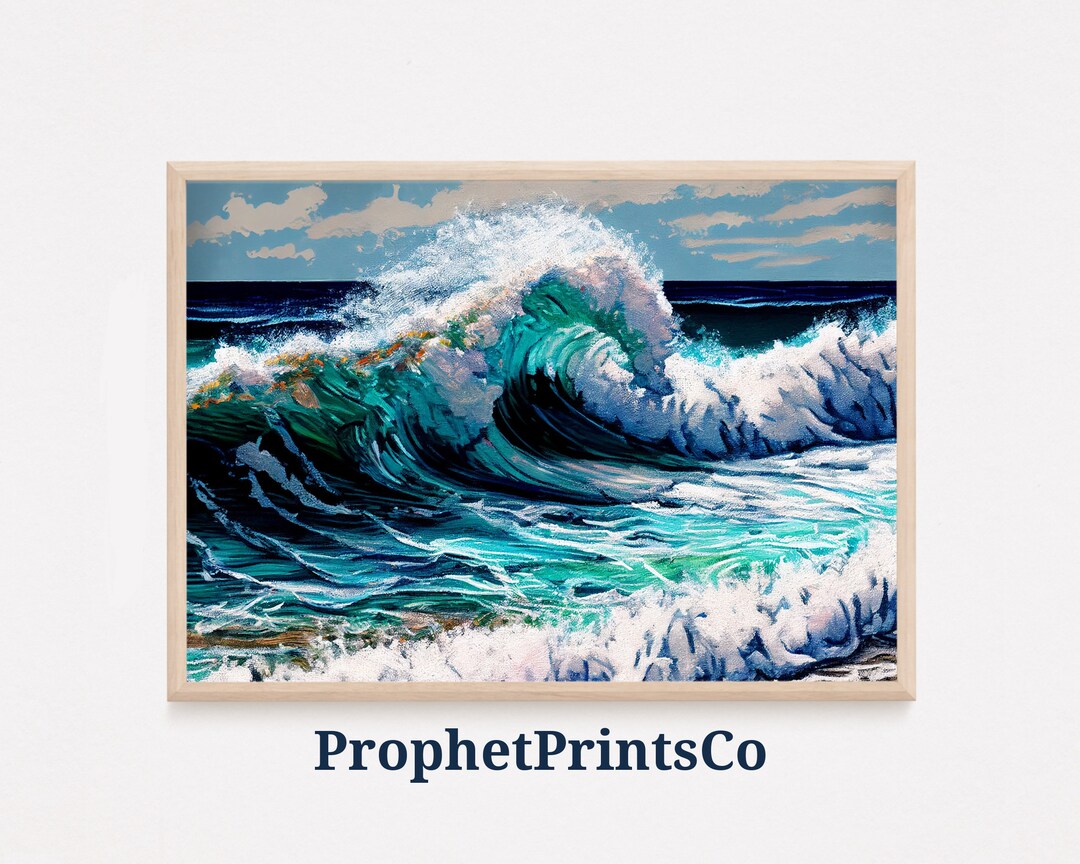 Ocean Waves Painting Print Cute Beach Wall Art Sea Lover Gift Coastal ...