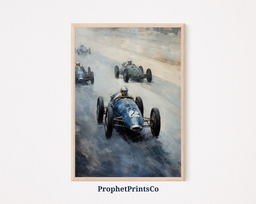 Classic Car Prints | Blue Race Car | Car Theme Nursery | Aesthetic Car ...