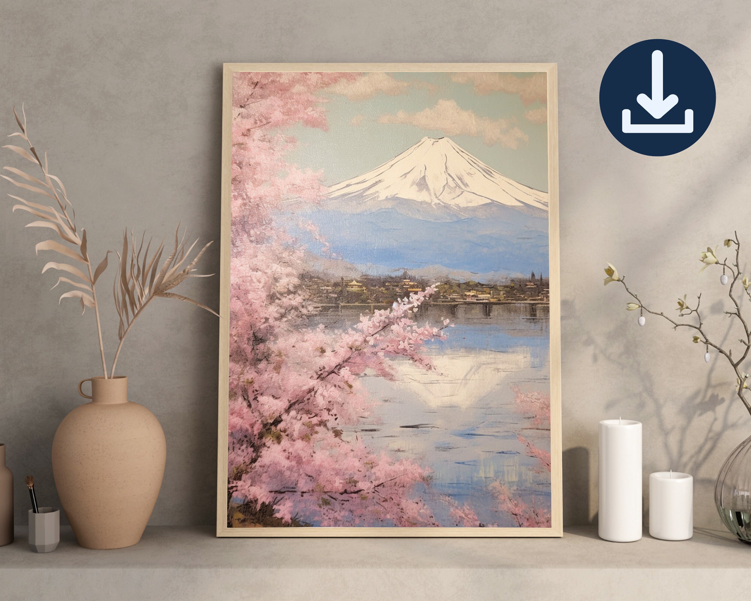 Soft Tonal Mount Fuji Oil Painting | Japanese Wall Art | Fuji Poster ...