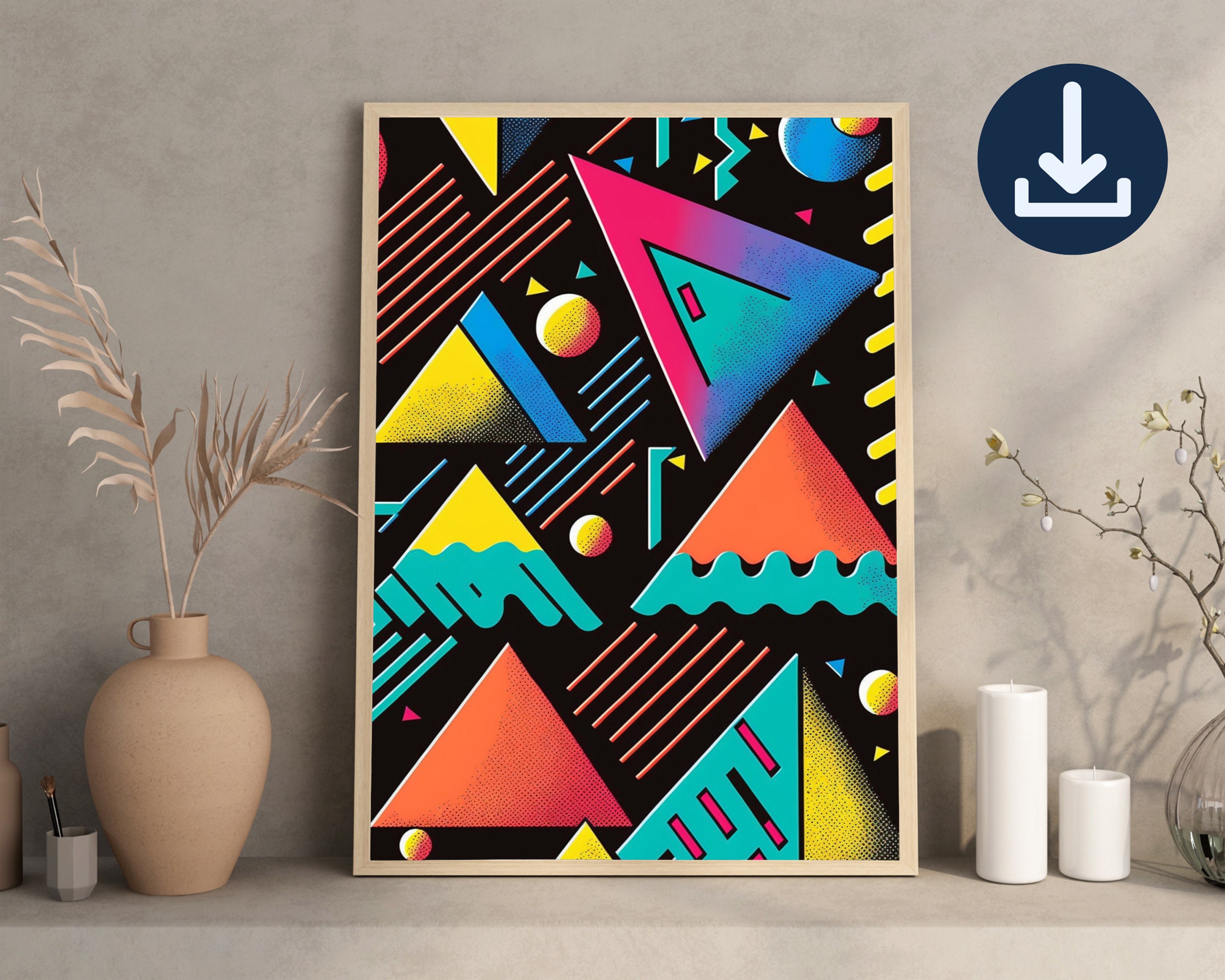 80s Abstract Poster Print | Retro Nostalgia Wall Art | 80s Lover Gift ...