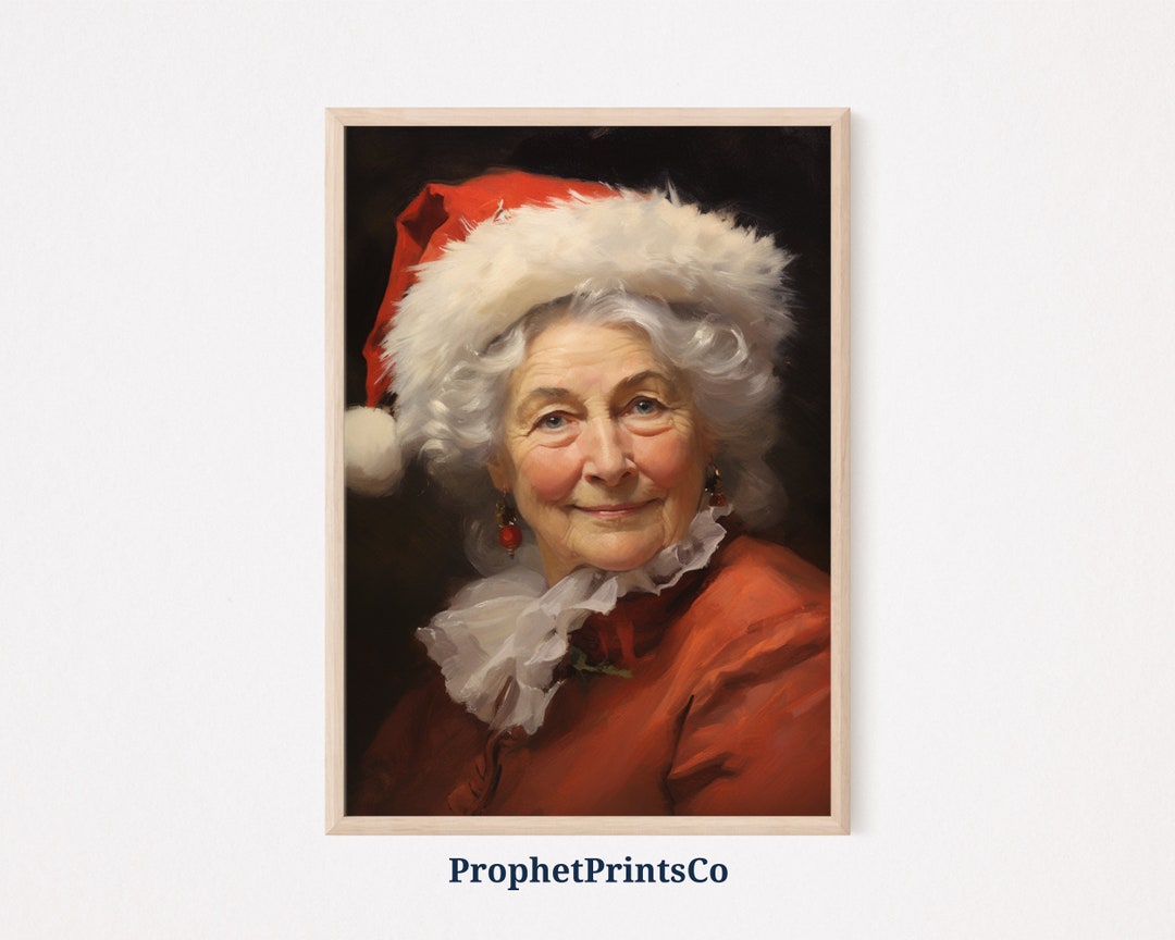 Vintage Mrs Claus Print | Winter Wall Art | Santa Print | Christmas Oil ...