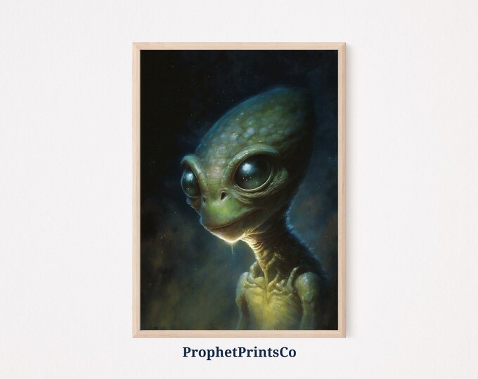 Vintage Style Sci-fi Alien Poster Downloadable JPEG Wall Art Print ...