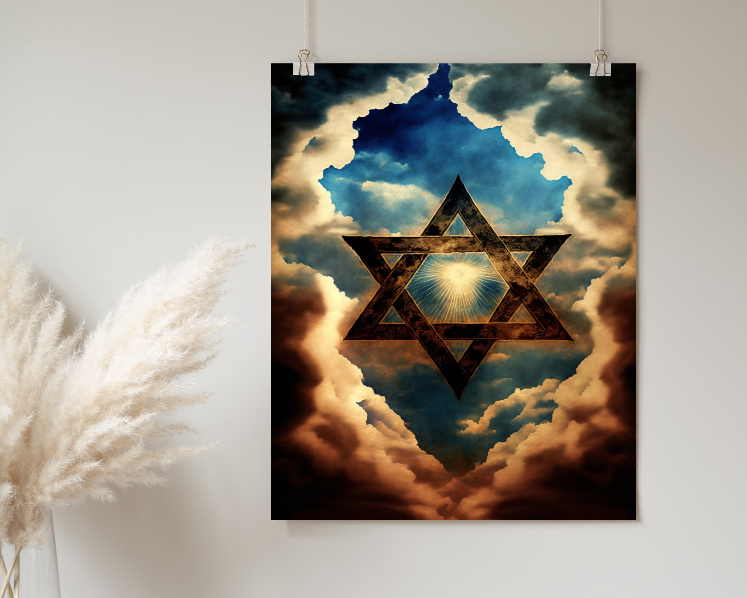 Jewish Vintage Poster Print | Star of David Wall Art | Hanukkah Gift ...