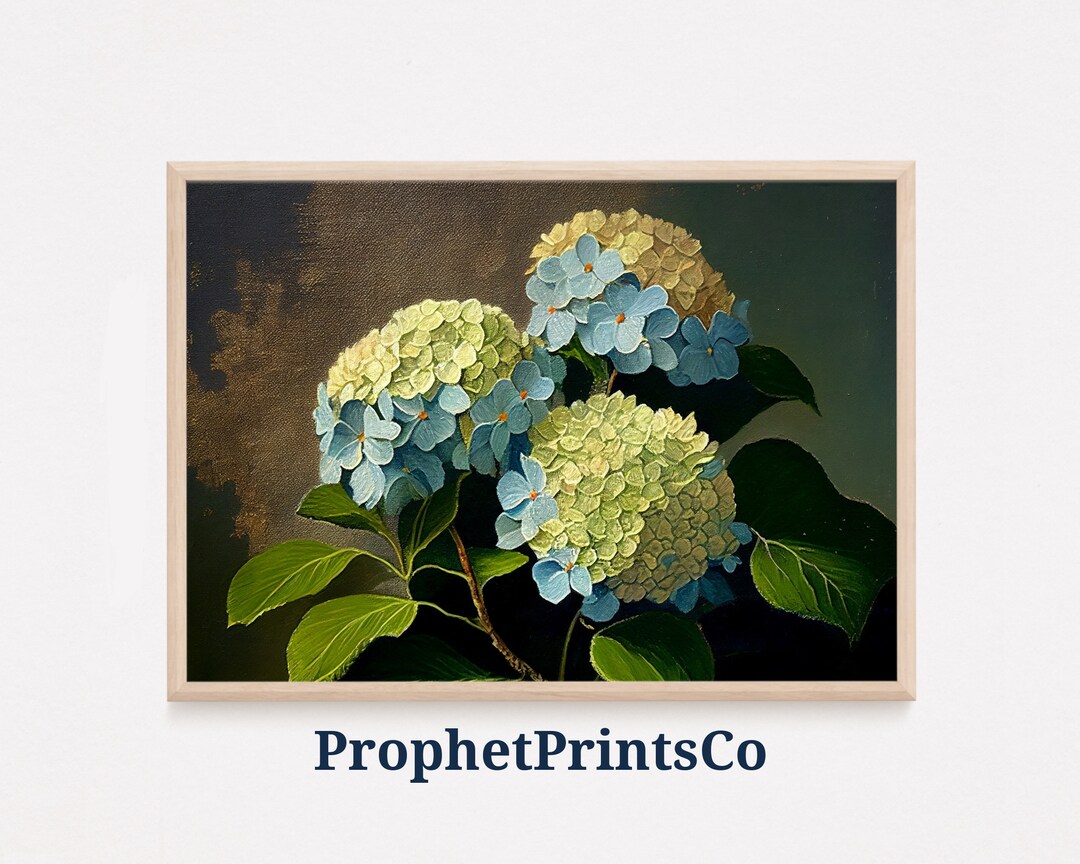 Hydrangea Painting Poster Print Moody Farmhouse Wall Art Flower Lover ...
