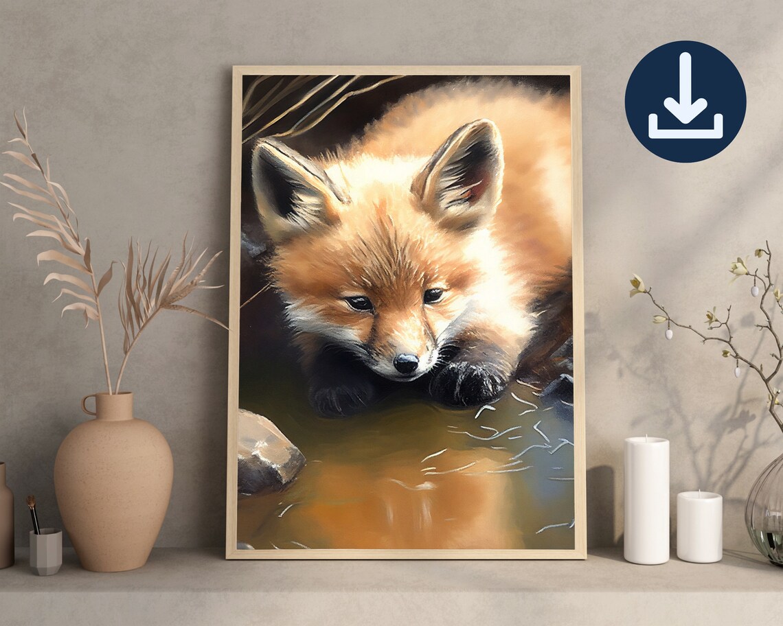 Baby Fox Poster Print Fox Nursery Wall Art Fox Lover Gift - Etsy