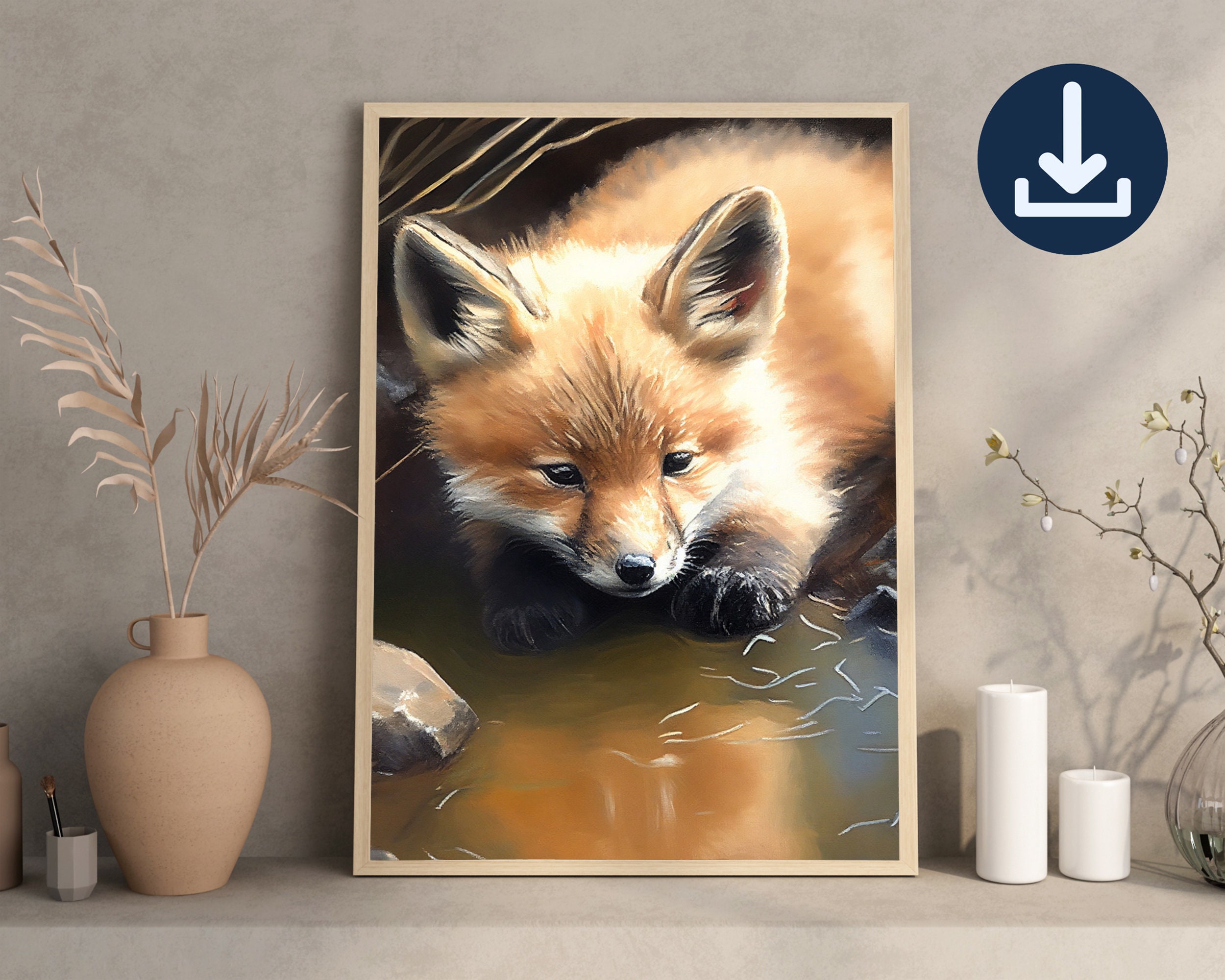 Baby Fox Poster Print Fox Nursery Wall Art Fox Lover Gift Cute Woodland ...