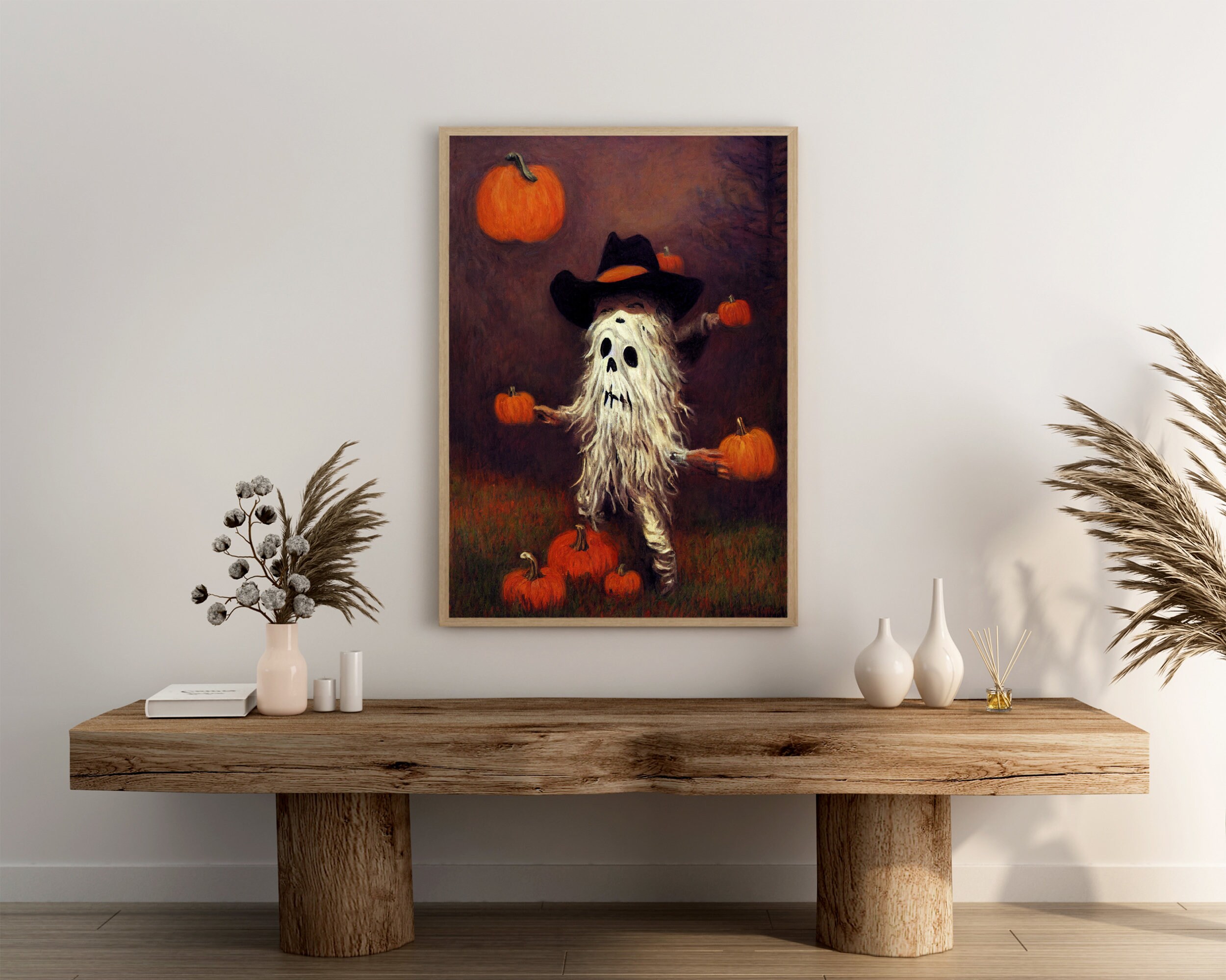 Cowboy Ghost Poster Print | Cute Ghost Wall Art | Ghost Halloween Gift ...