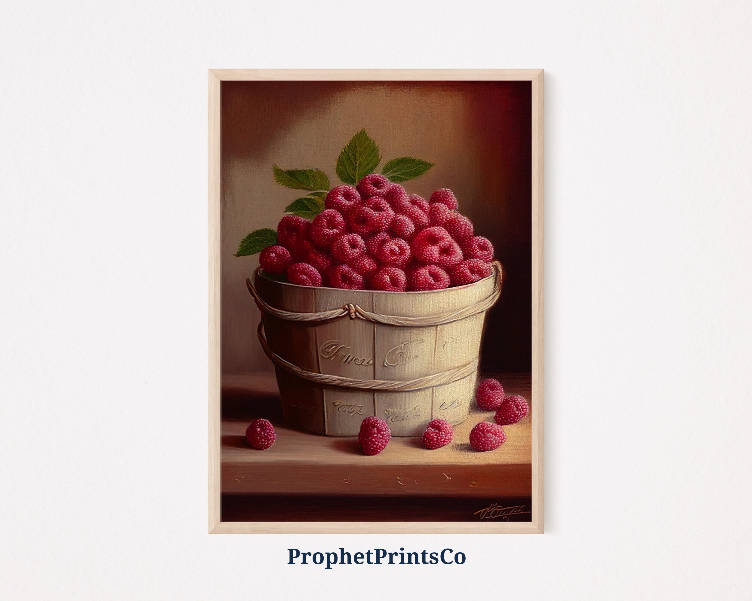 Raspberries Oil Painting Print Kitchen Wall Art Aesthetic Wall Art ...