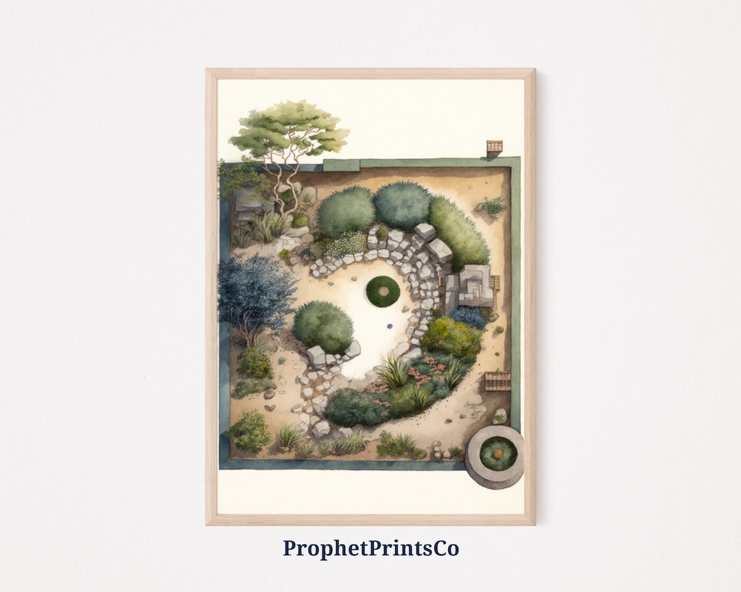 Watercolor Zen Garden Poster Print | Japanese Wall Art | Stress Relief ...