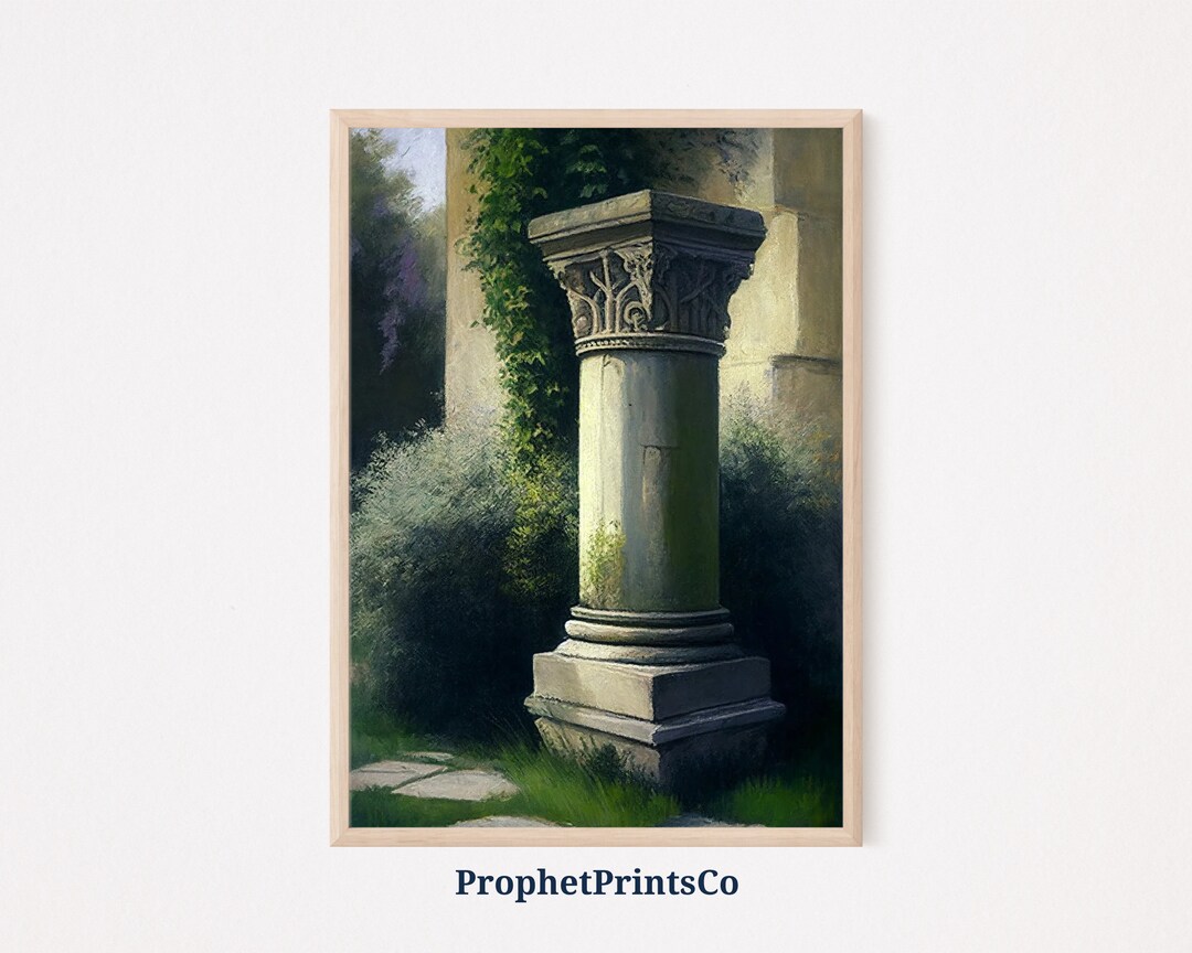 Garden Column Oil Painting Print | Farmhouse Wall Art | Antique Art ...