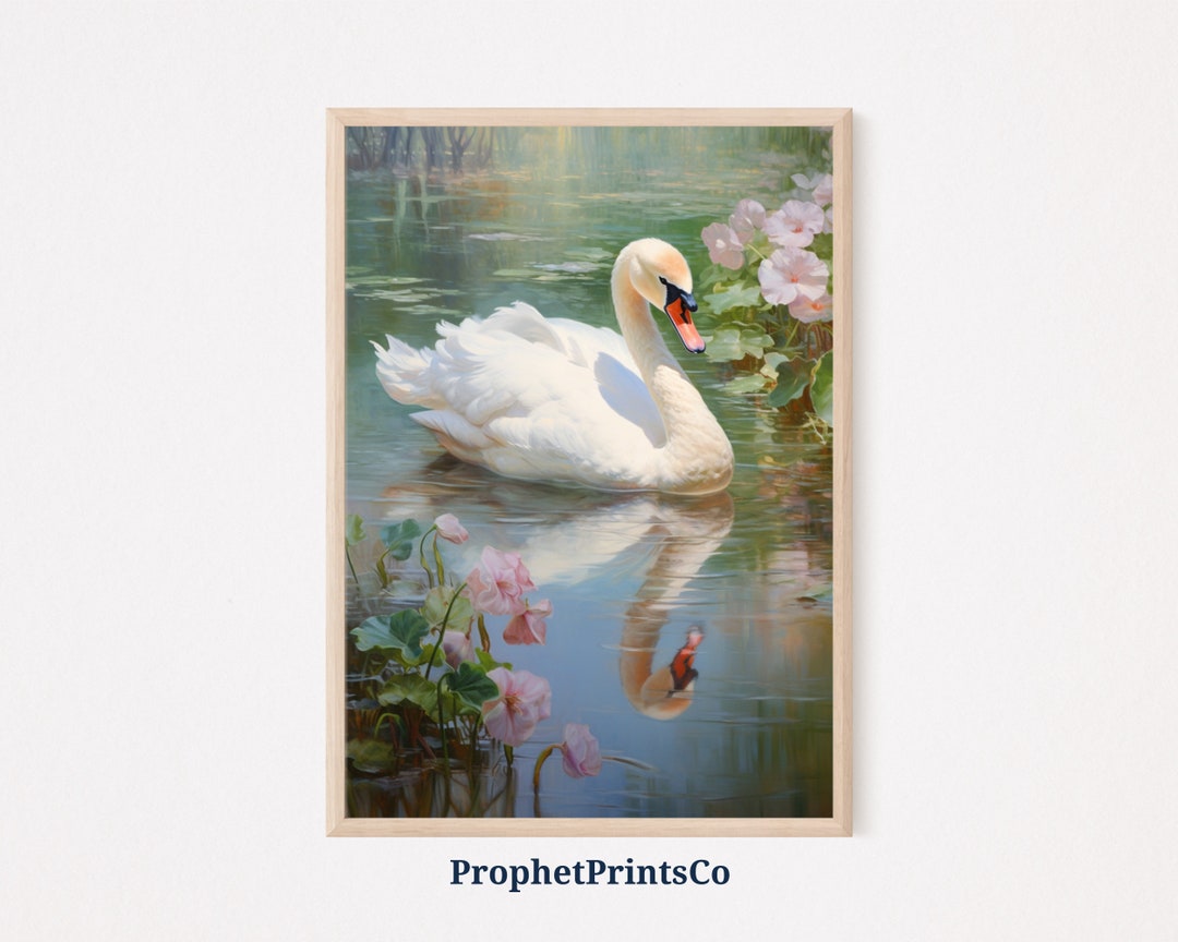 Swan Balletcore Poster Print | Preppy Wall Art | Vintage Swan Lake ...