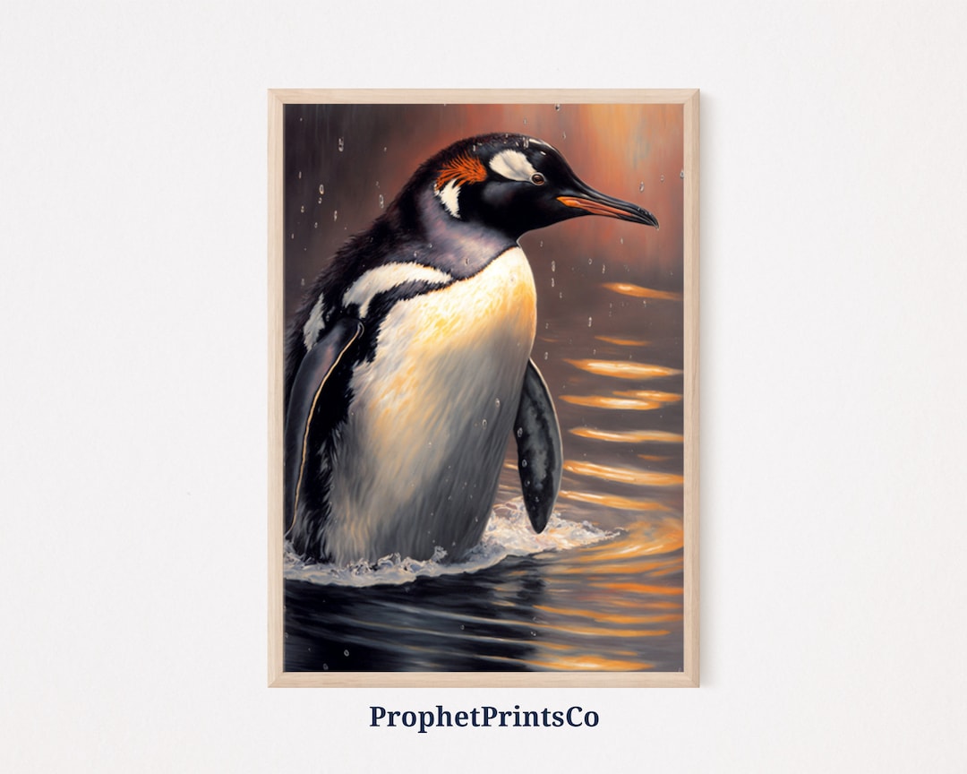 Penguin Oil Painting Poster Print | Penguin Wall Art | Penguin Lover ...