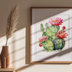Watercolor Cactus Print Plant Poster Southwestern Green Art Bedroom ...