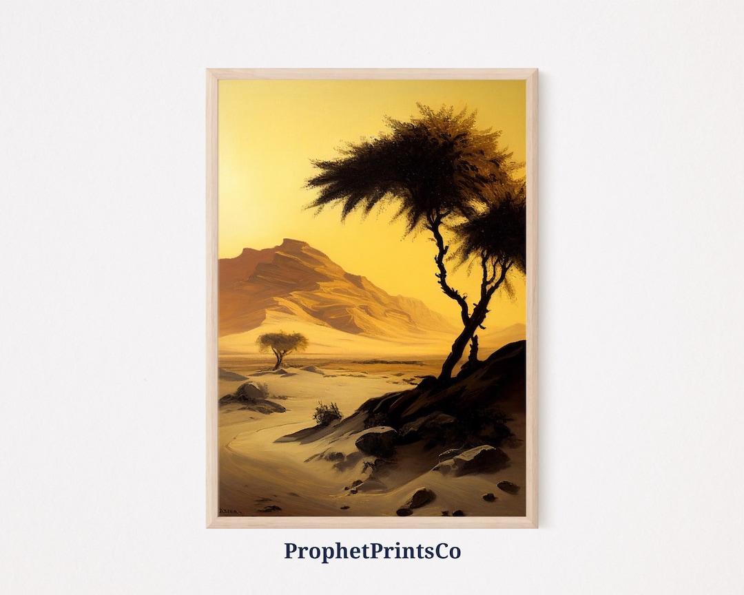 Desert Oil Painting Poster Print | Middle Eastern Wall Art | Arab Gift ...