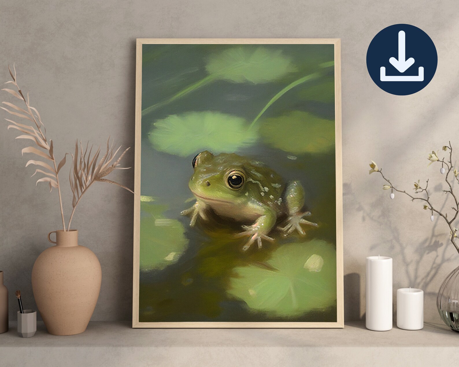 Cute Frog Poster Print | Unique Green Wall Art | Aesthetic Artwork Gift ...