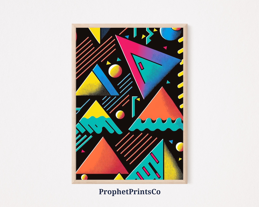 80s Abstract Poster Print | Retro Nostalgia Wall Art | 80s Lover Gift ...