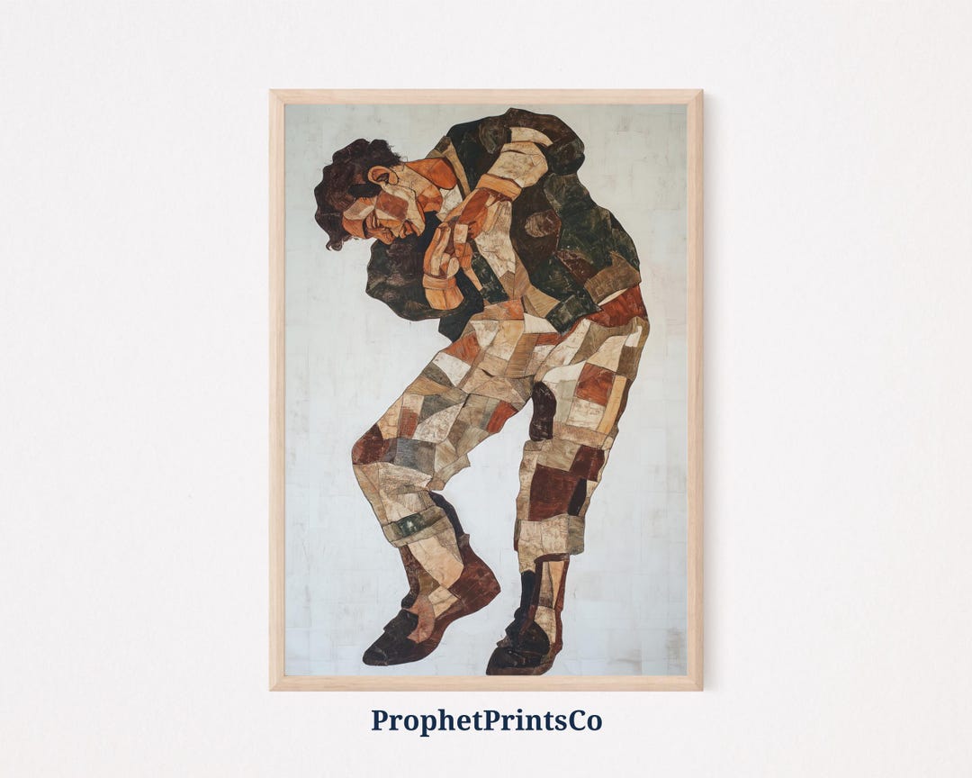 Abstract Male Figure Art | Patchwork Expressionist Print | Unique Wall ...