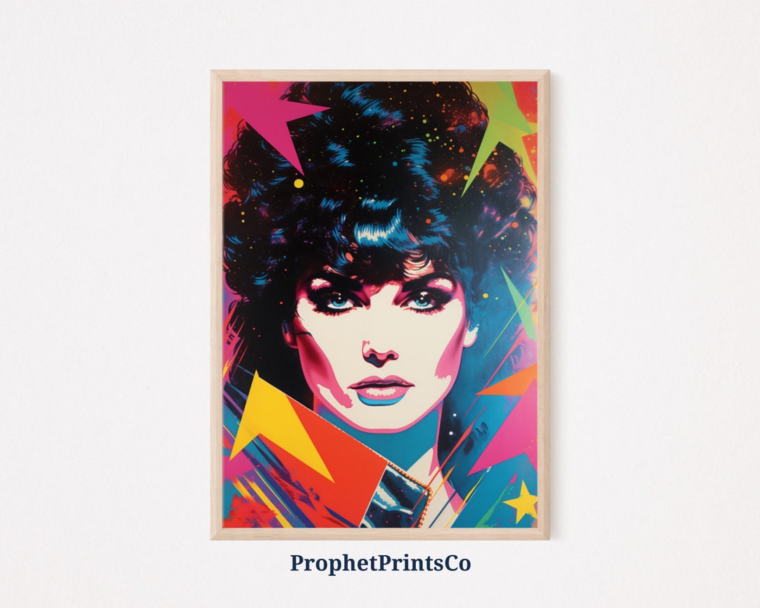 Retro Disco Print | Aesthetic 1980s Wall Art | Rainbow Art 80s Woman ...