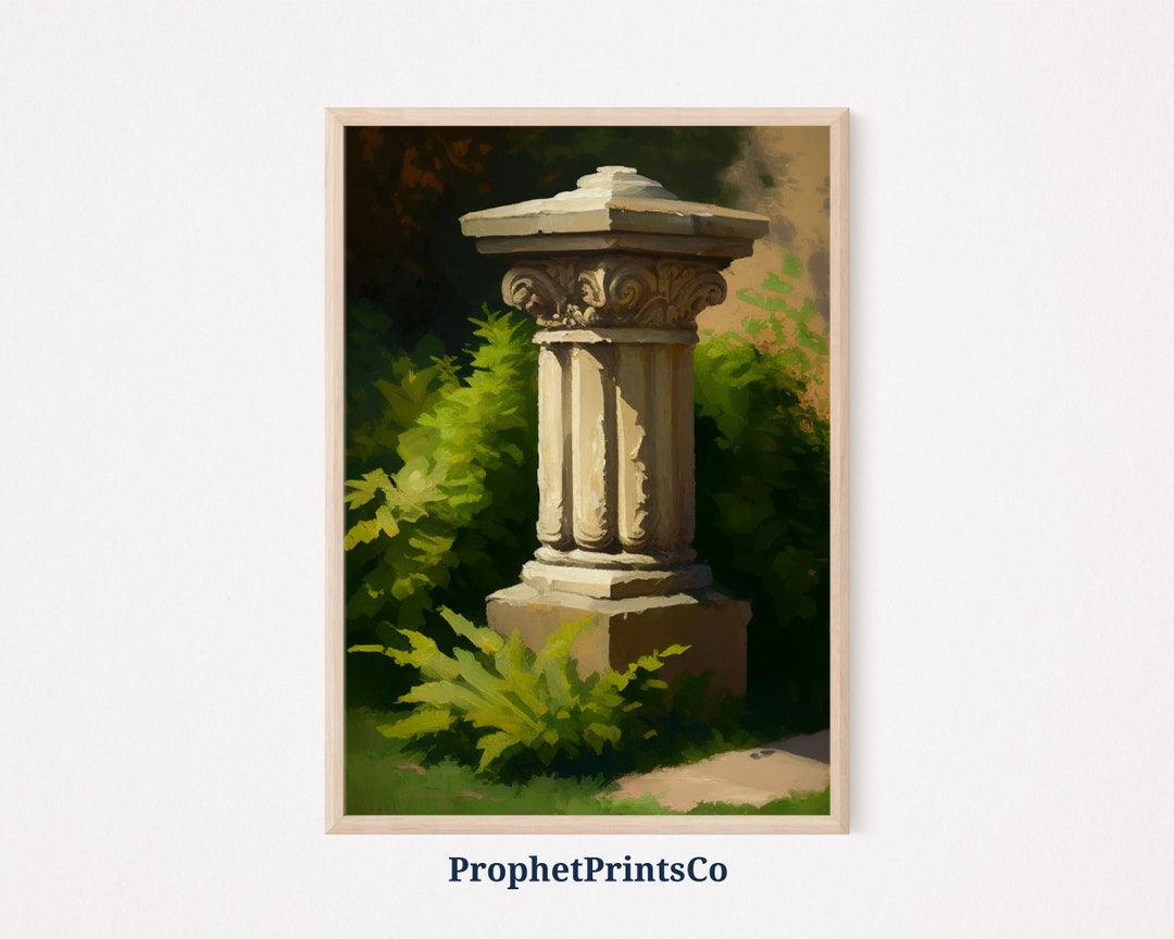 Garden Column Oil Painting Print | Farmhouse Wall Art | Antique Art ...