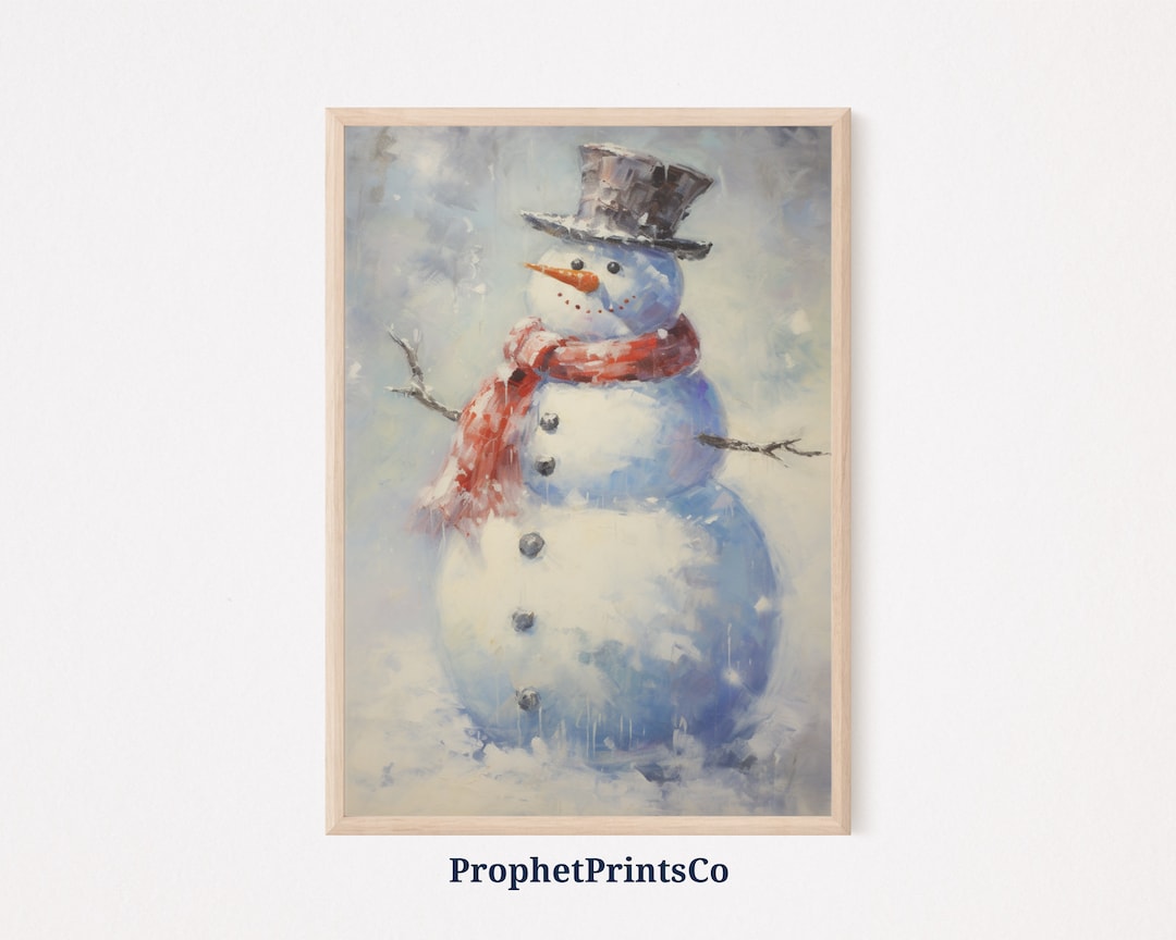 Snowman Art Print | Christmas Wall Decor | Rustic Christmas Art ...