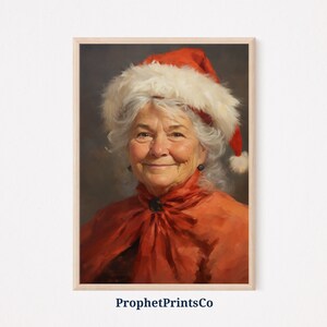 Vintage Mrs Claus Print | Winter Wall Art | Santa Print | Christmas Oil ...