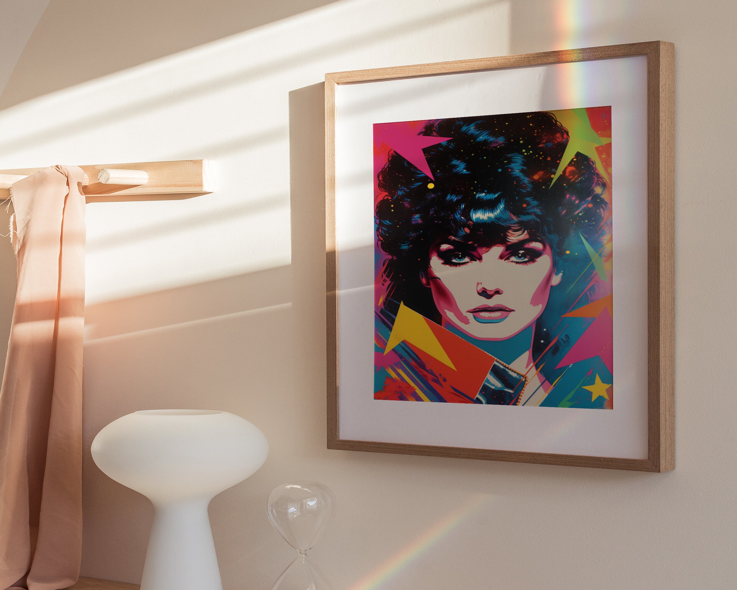 Retro Disco Print | Aesthetic 1980s Wall Art | Rainbow Art 80s Woman ...
