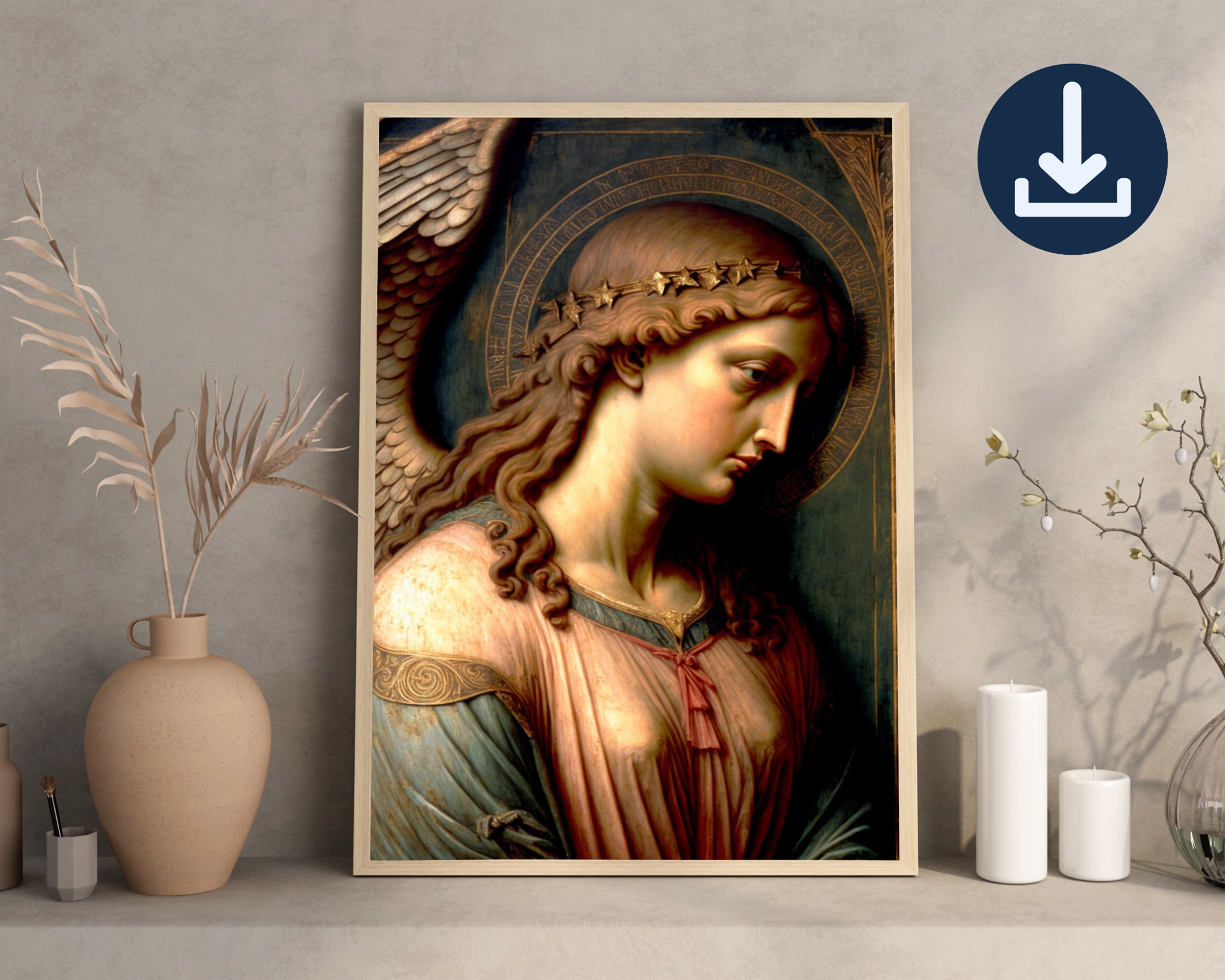 Vintage Angel Painting Poster Print | Catholic Religious Wall Art ...