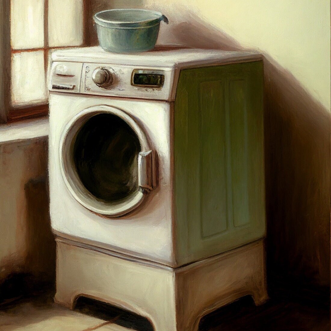 Washing Machine Oil Painting Print | Laundry Room Wall Art | Laundry ...