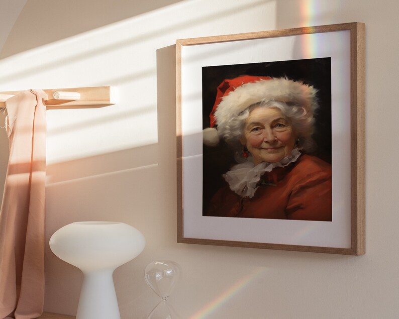 Vintage Mrs Claus Print | Winter Wall Art | Santa Print | Christmas Oil ...