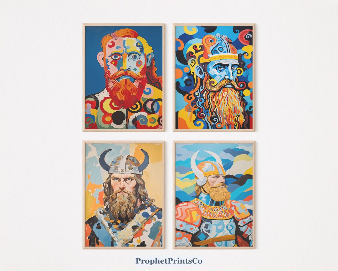 Set of 4 Viking Decor | Norse Pagan Art | Norse Print | Norway Viking ...