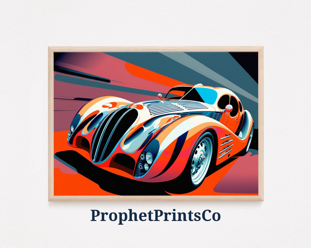 Classic Car Poster Print | Race Car Garage Wall Art | Inspired by ...