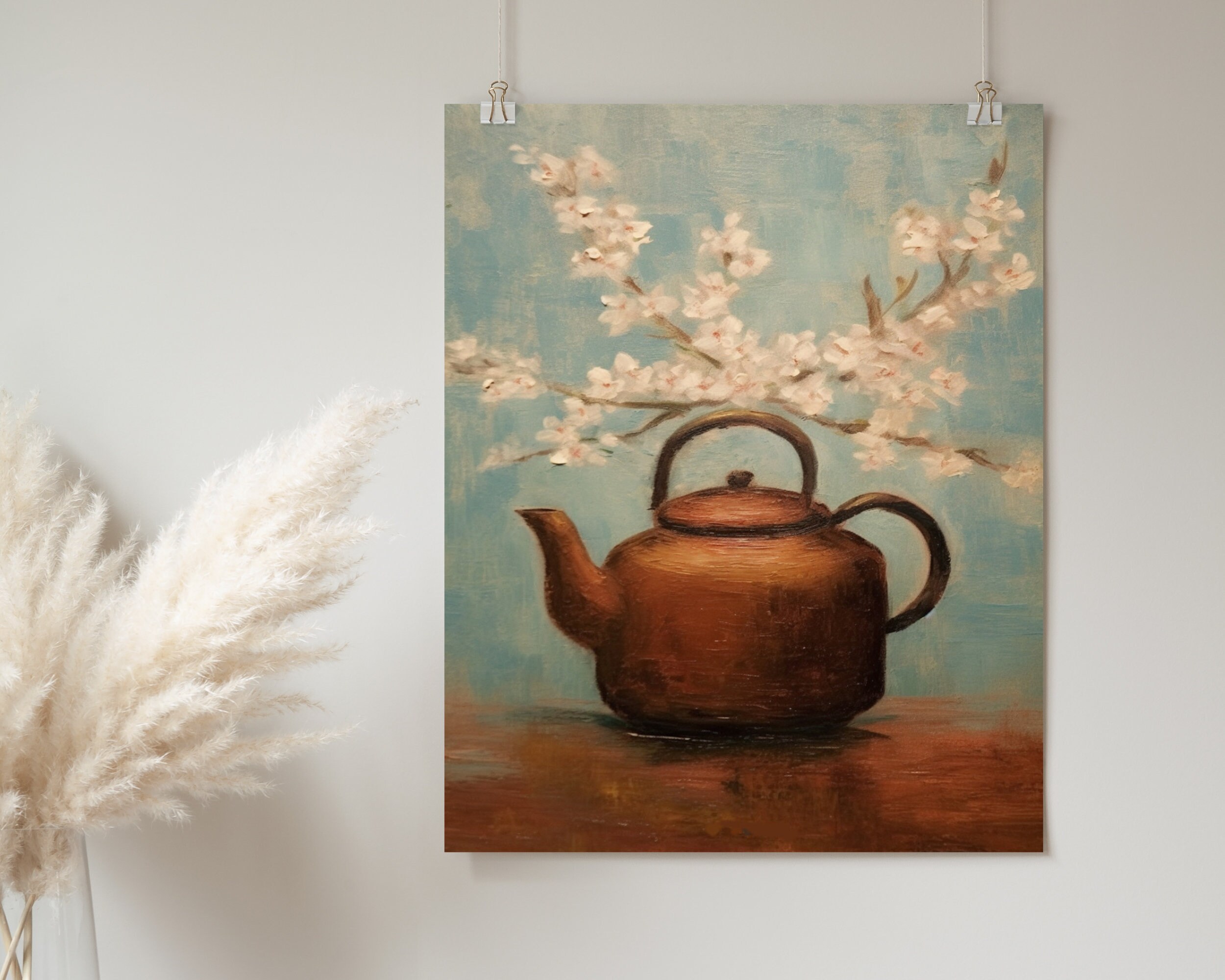 Japanese Tea Pot Painting Print | Soft Tonal Wall Art | Kitchen Art ...