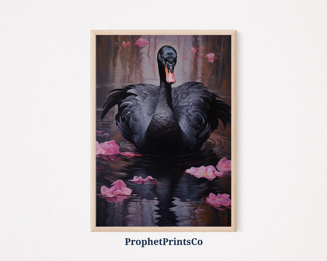 Vintage Swan Print | Black Lake Swan Print | Black Swan Art | Black ...