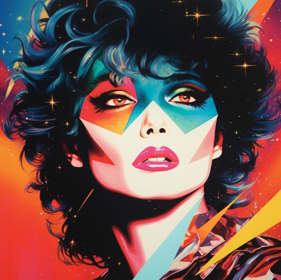 Retro Disco Print Aesthetic 1980s Wall Art Rainbow Art 80s Woman Funky ...