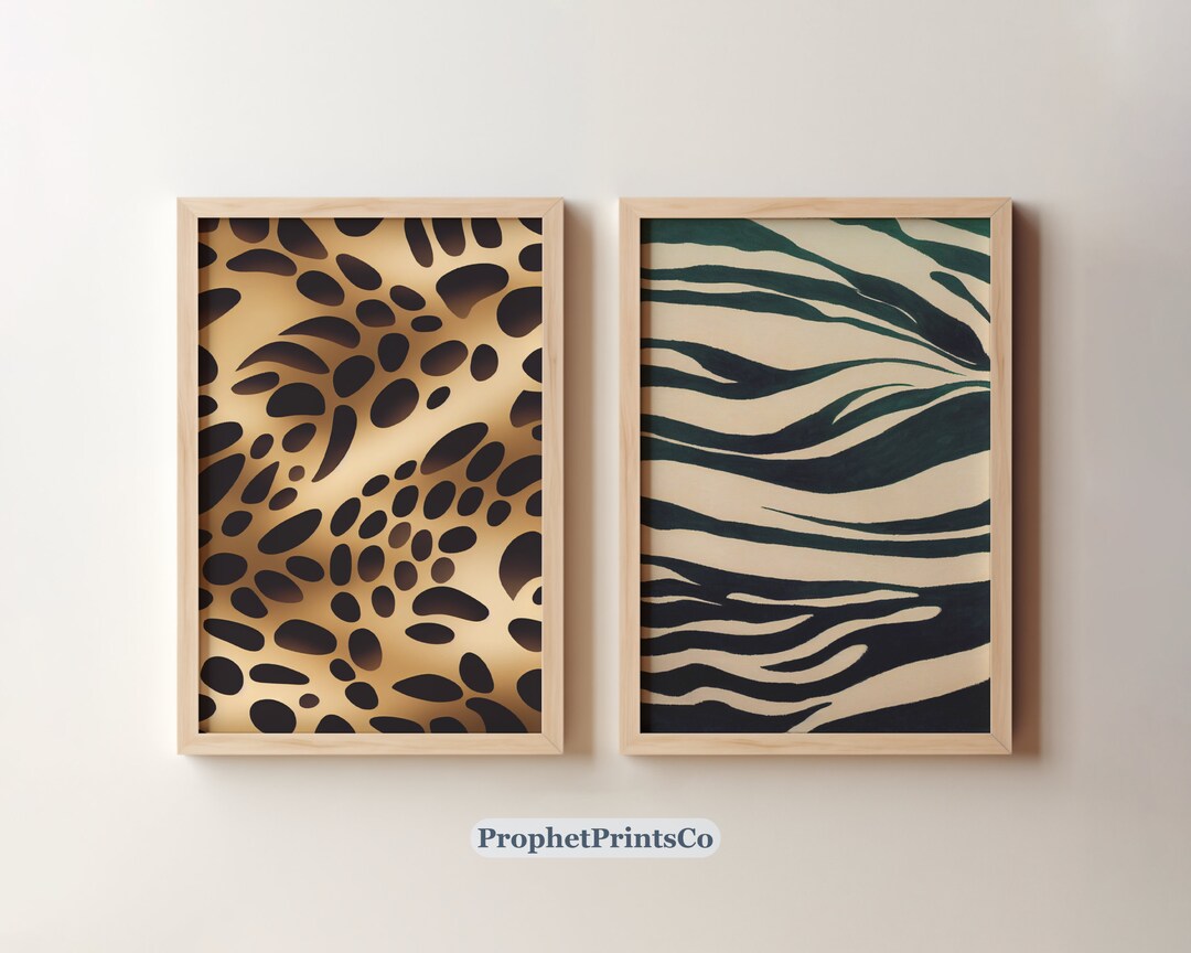 SET OF 2 Exotic Animal Skin Pattern Poster Prints | Zebra Wall Art ...