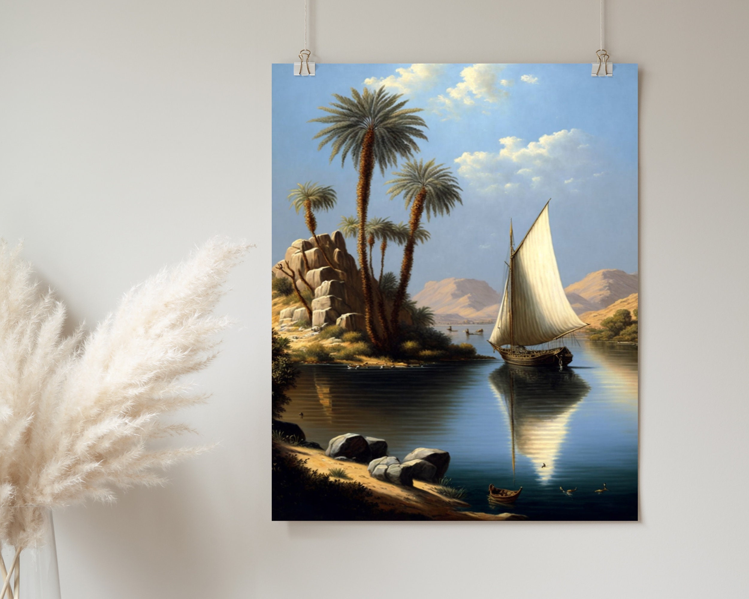 Nile River Landscape Poster Print | Ancient Egypt Wall Art | Tropical ...