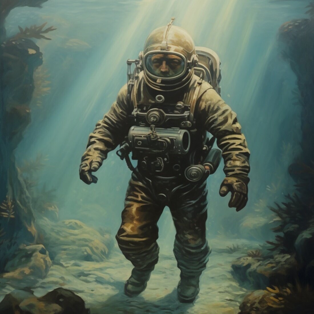 Vintage Scuba Diver Print | Scuba Wall Decor | Scuba Diver Gift | Diver ...