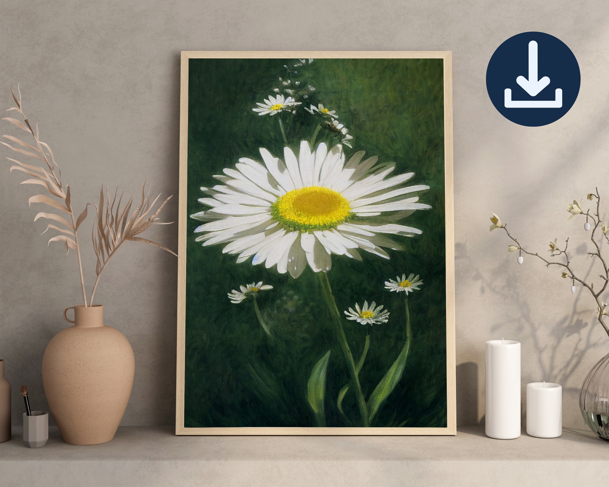 Daisy Flower Poster Print | Boho Floral Wall Art | Inspired by Monet ...