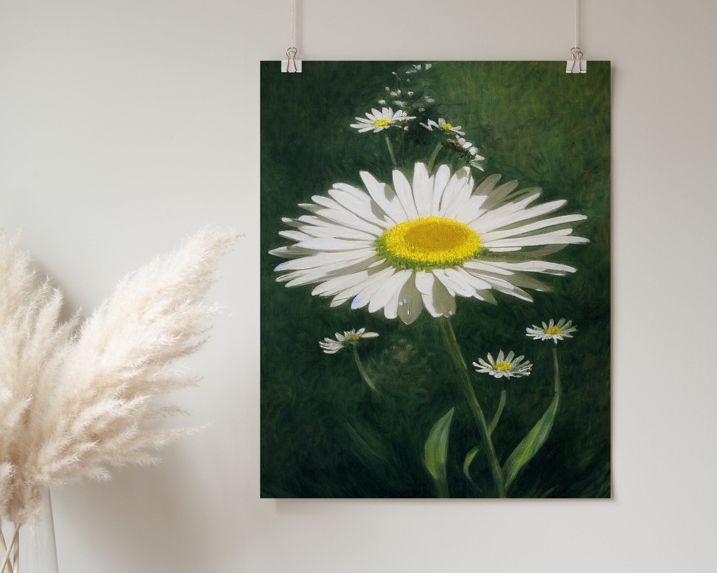 Daisy Flower Poster Print Boho Floral Wall Art Inspired by Monet Unique ...