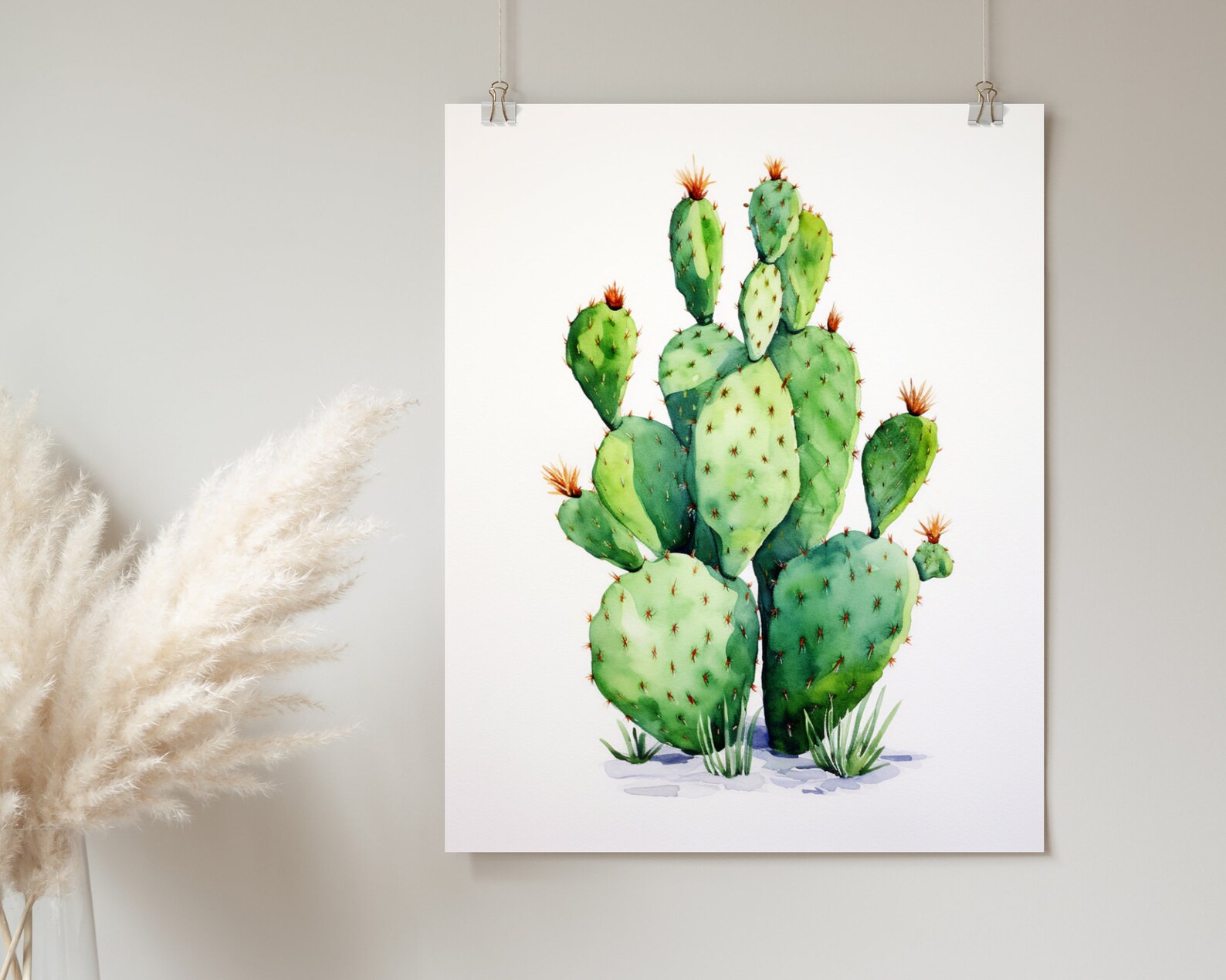 Watercolor Cactus Print | Plant Poster | Southwestern Green Art ...