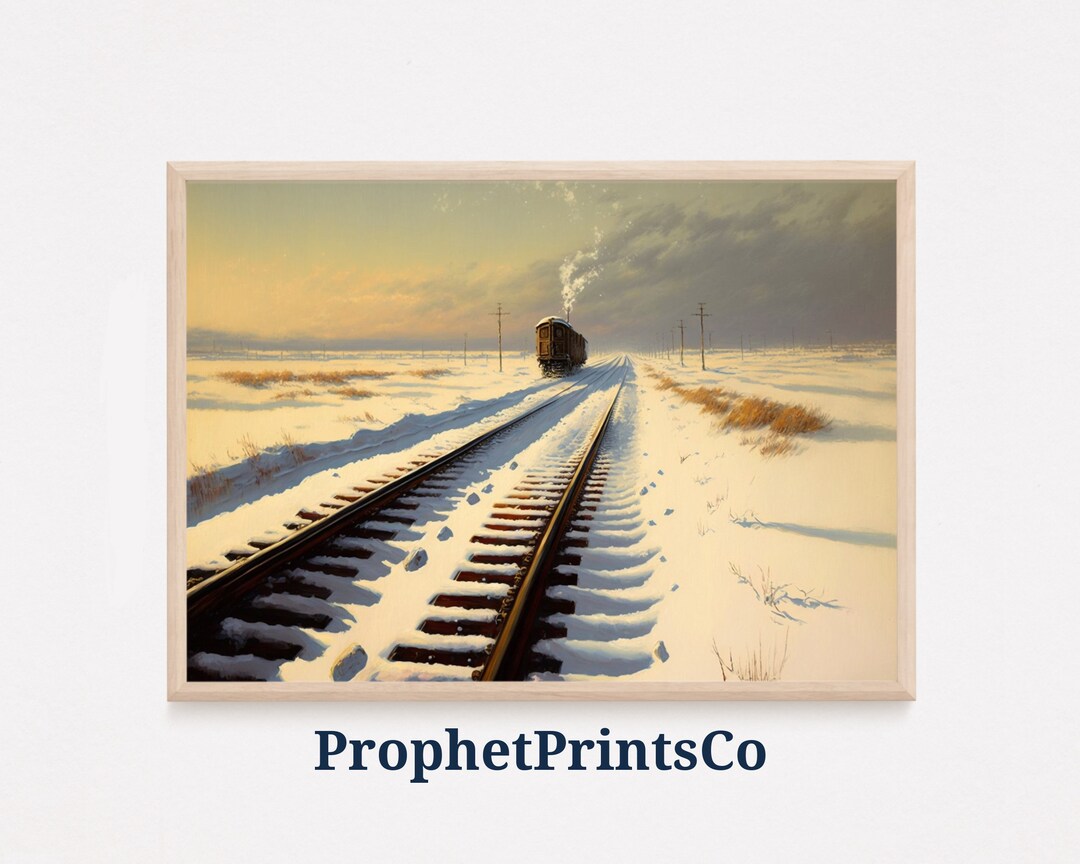 Winter Train Tracks Poster Print | Xmas Wall Art | Christmas Art Gift ...