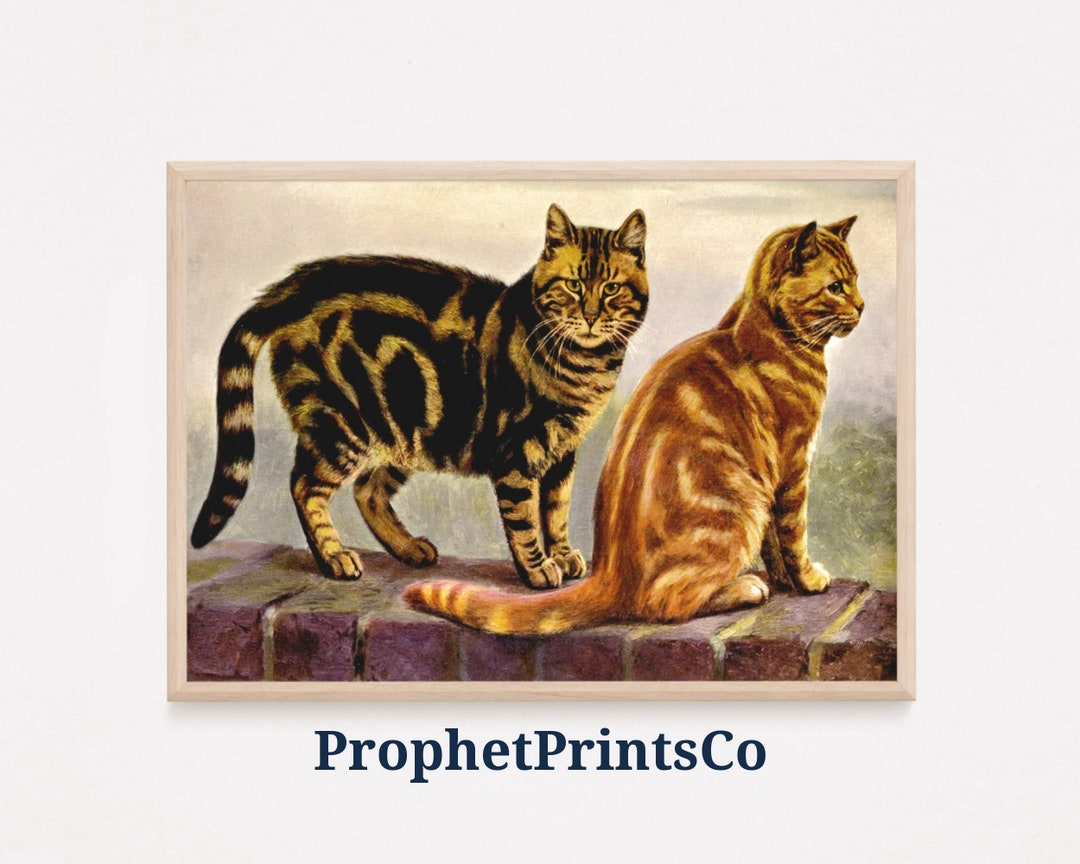 Vintage Kitten Poster Print | Kitten Painting Wall Art | Cat Lover Gift ...