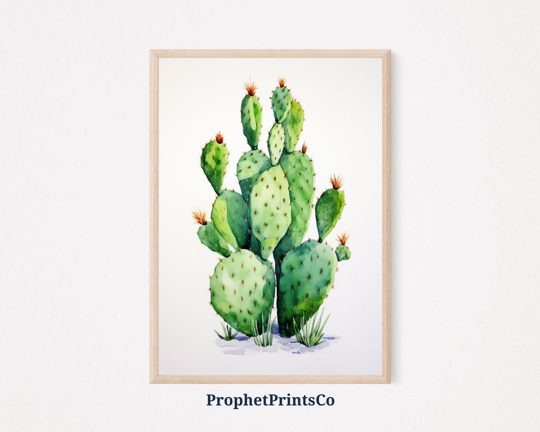 Watercolor Cactus Print | Plant Poster | Southwestern Green Art ...