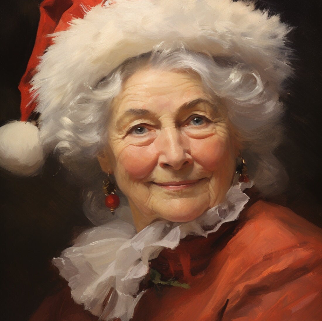 Vintage Mrs Claus Print | Winter Wall Art | Santa Print | Christmas Oil ...