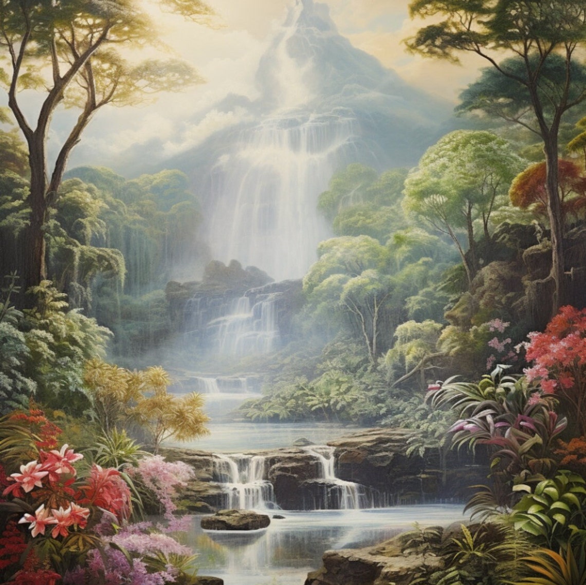 The Garden of Eden Landscape Print | Garden of Eden Art Print | Oil ...