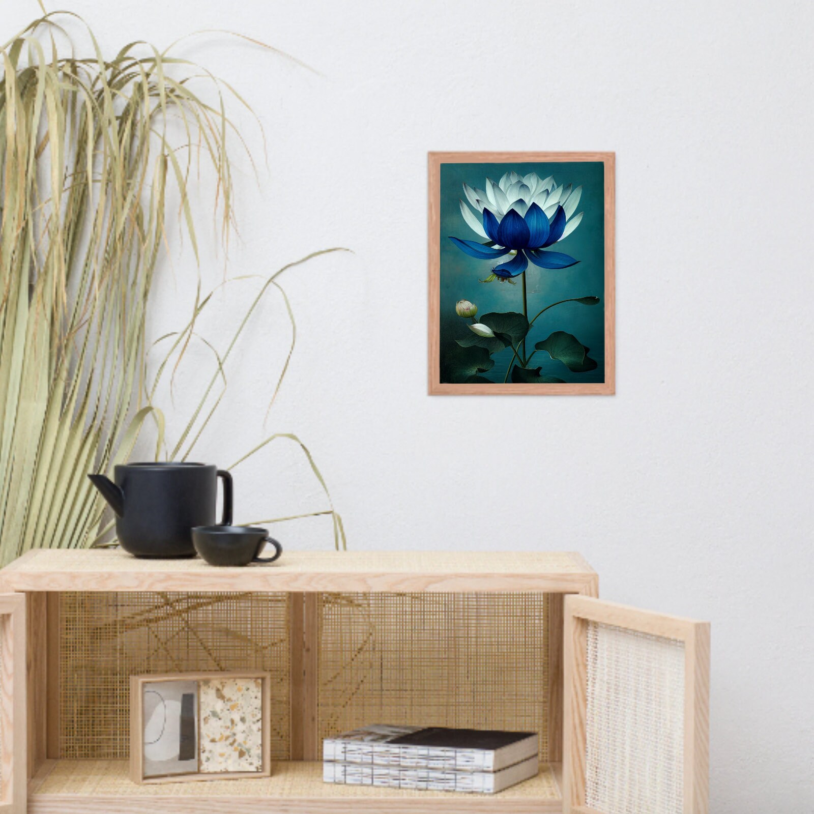 DIGITIAL DOWNLOAD Blue Lotus Poster Print Zen Wall Art Blue Floral Wall ...