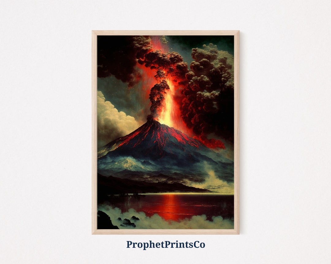 Volcano Painting Poster Print | Vintage Hawaiian Wall Art | Lava Lover ...