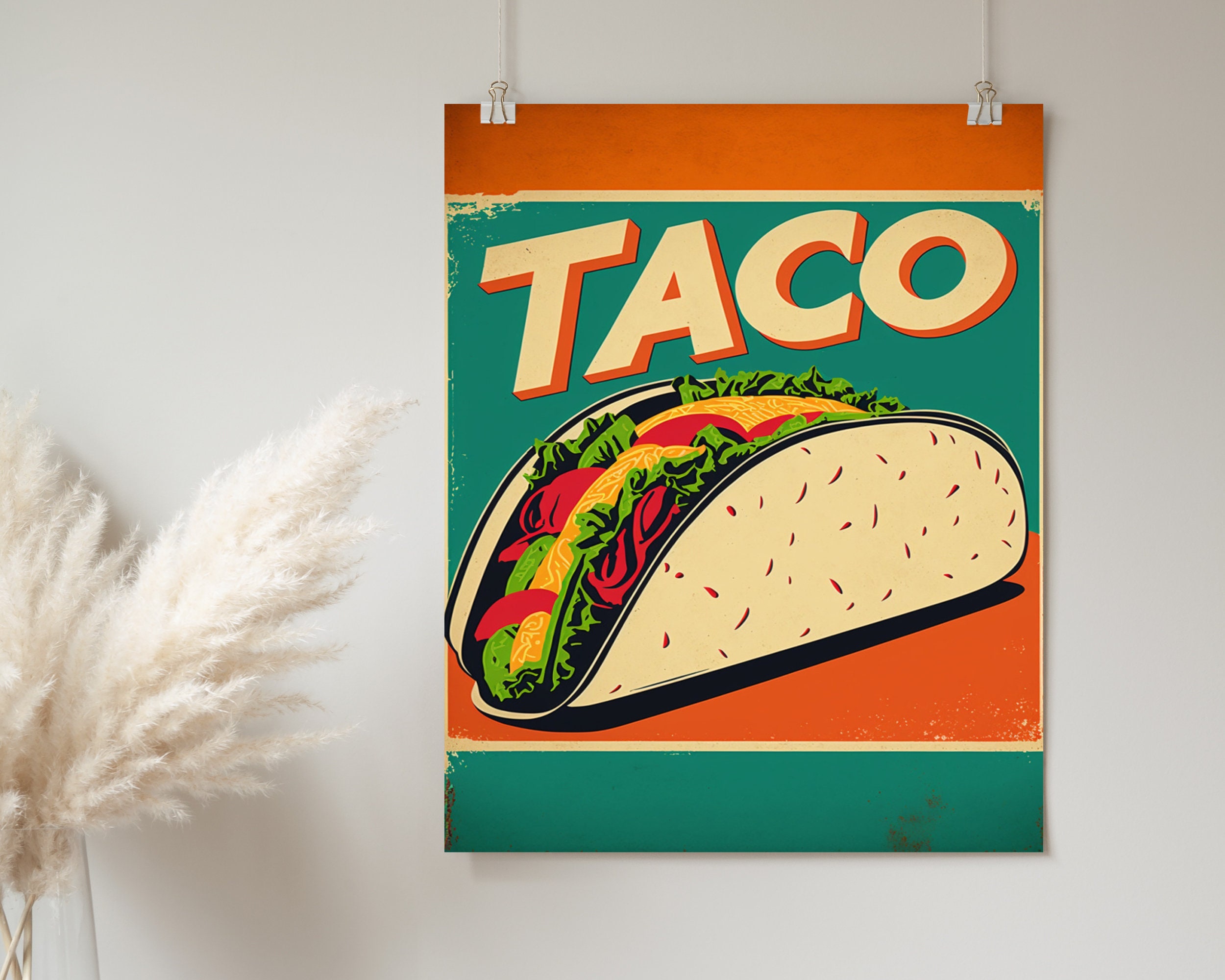 Taco Pop Art Poster Print Mexican Food Wall Art Taco Lover Gift Cool ...