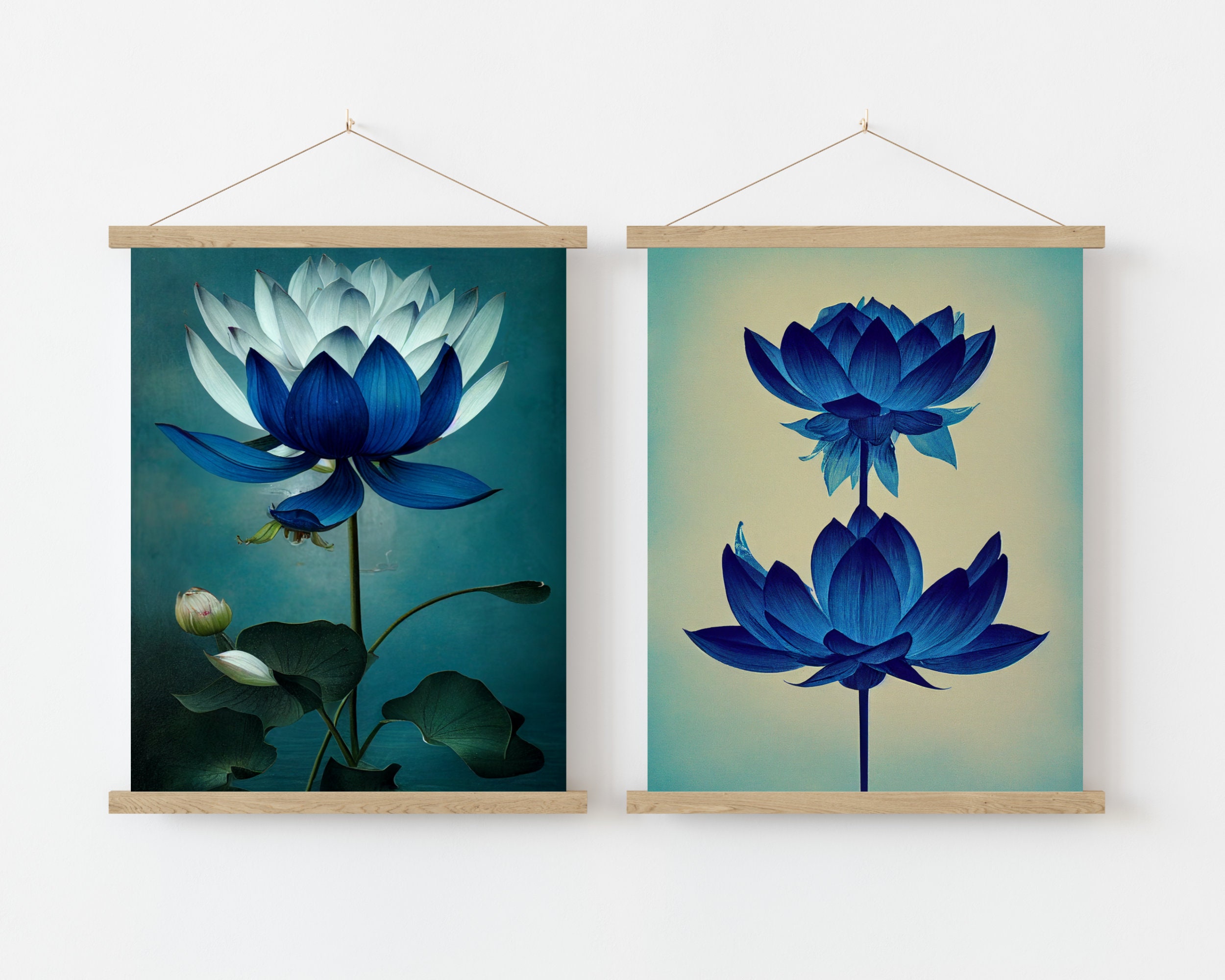 SET OF 2 Blue Lotus Poster Prints Zen Wall Art - Etsy
